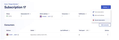 Managing Cl Functions Subscriptions Chainlink Documentation