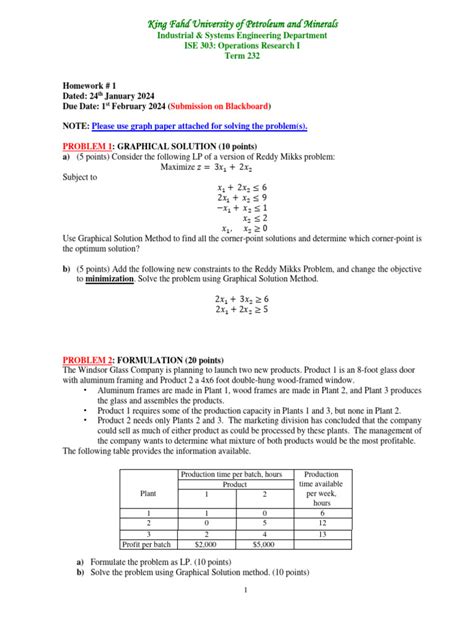 Hw 01 Ise 303 Pdf Mathematical Optimization Algorithms