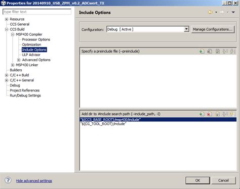 Ccs Include Options For Every New Project Code Composer Studio Forum