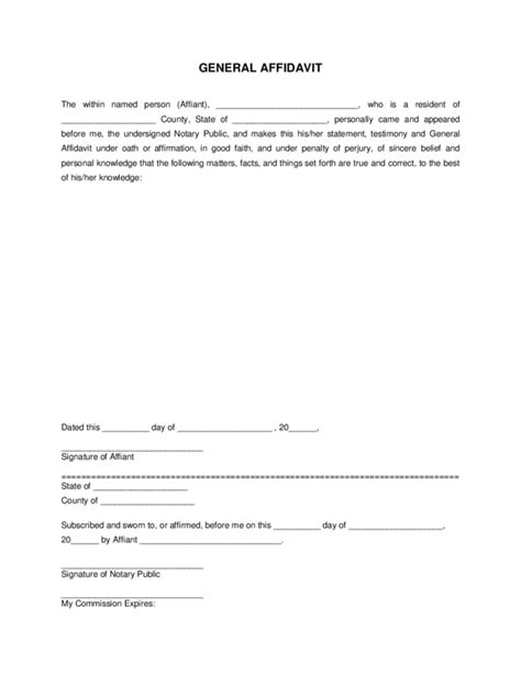 Affidavit Of Loss Sample Form