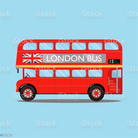 블루 백골드에 런던 시내 버스 빨간 2 층 버스 그것에 영국 국기 측면 보기 런던 잉글랜드에 대한 스톡 벡터 아트 및 기타 이미지 런던 잉글랜드 버스 이층 버스