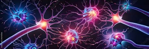 Ilustración De Stock Artificial Intelligence In The View Of A Neural Network Glowing Neurons In