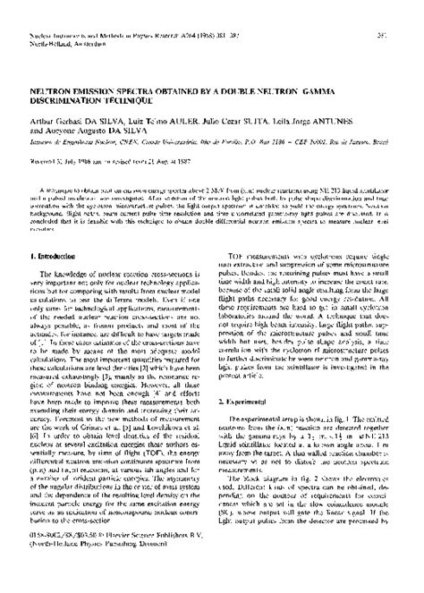 Pdf Neutron Emission Spectra Obtained By A Double Neutron Gamma Discrimination Technique