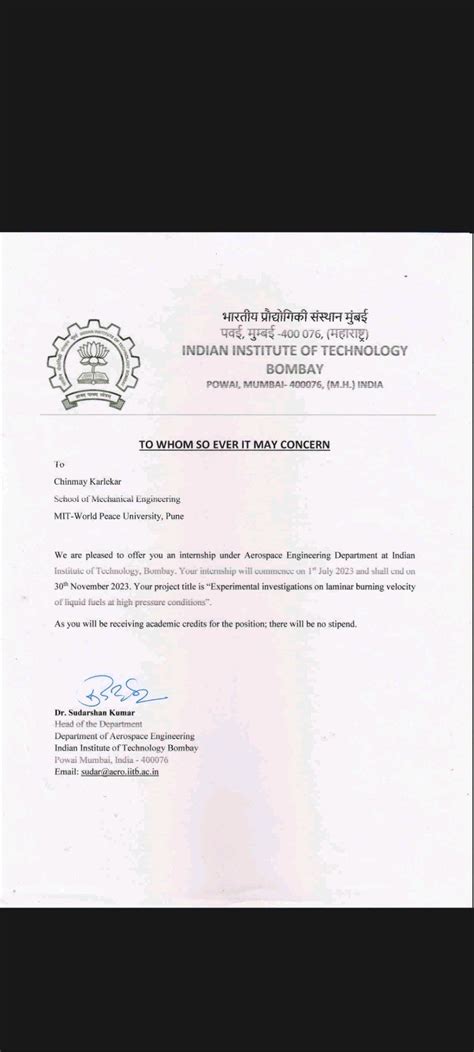 Internship Projectintern Research Iitbombay Aerospace Chinmay