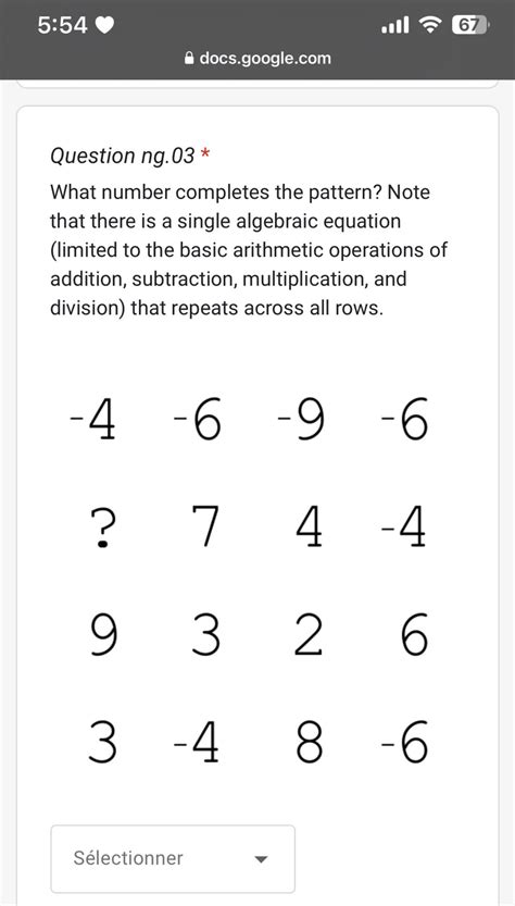 [get Answer] 5 Question Ng 03 What Number Completes The Pattern Note