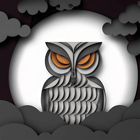 Owl Mandala Paper Effect Under Full Moon Creative Fabrica