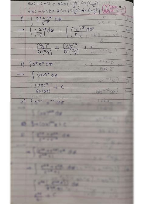 Solution Jee Maths Indefinite Integration Handwritten Notes Solved