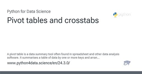 Pivot Tables And Crosstabs Python For Data Science 24 3 0