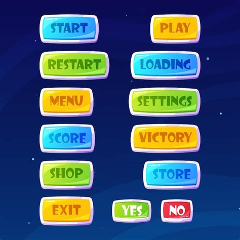 Premium Vector Game Menu Elements And Options Buttons Play Settings And Exit Restart Score