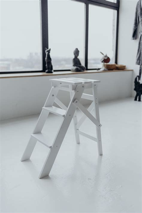 ᐉ Драбина деревяна для дому та саду складана 60 см Білий • Краща ціна в Києві Україні • Купити