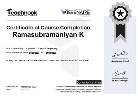 Ramasubramaniyan K On Linkedin Cloudcomputing Internship Wissenaire