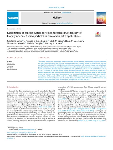Pdf Exploitation Of Capsule System For Colon Targeted Drug Delivery Of Biopolymer Based