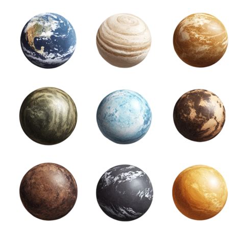 Collection Of Celestial Bodies Planets And Space Spheres Isolated On