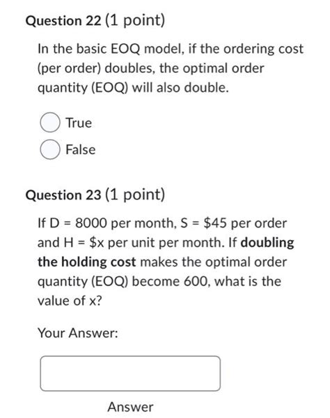 solved in the basic eoq model if the ordering cost per