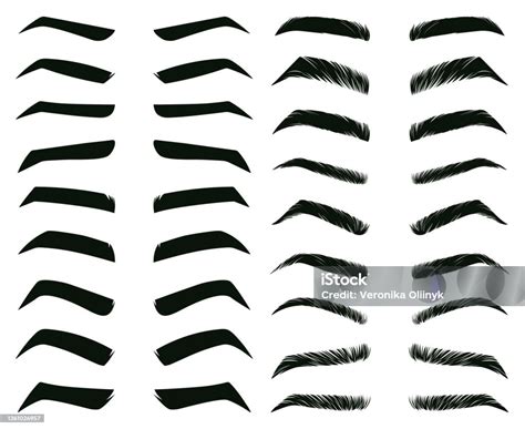 Bentuk Alis Kartun Alis Tipis Tebal Dan Melengkung Alis Klasik Makeup Alis Membentuk Set