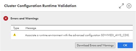 Error Associate A Runtime Environment With The Advanced Configuration While Validating