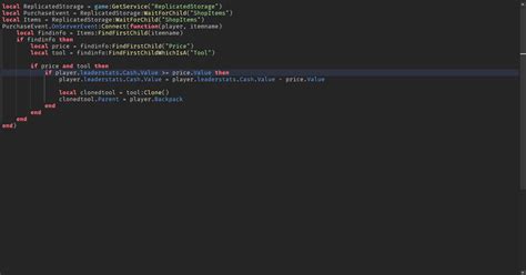 shop script not working r robloxgamedev