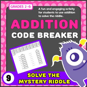 Addition Code Breaker Puzzle Escape The Room By Cracking The Secret Riddle Riddles Teacher