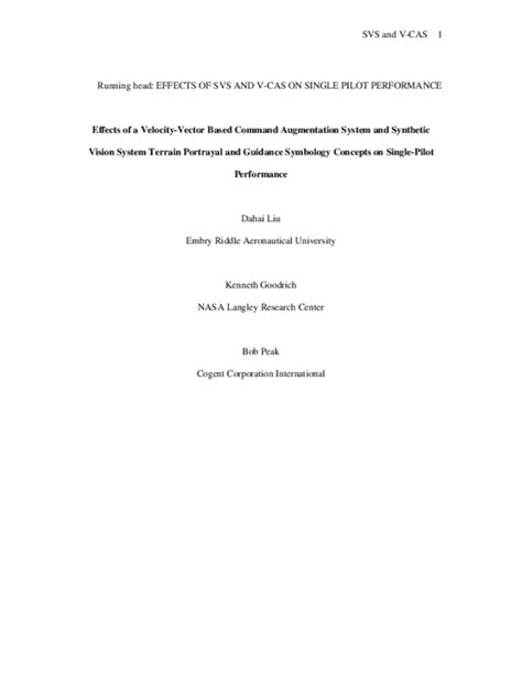 Pdf Effects Of A Velocity Vector Based Command Augmentation System And Synthetic Vision System
