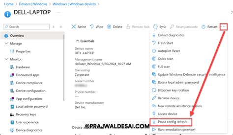how to pause config refresh in intune prajwal desai