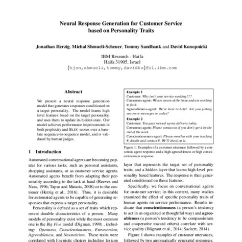 Neural Response Generation For Customer Service Based On Personality