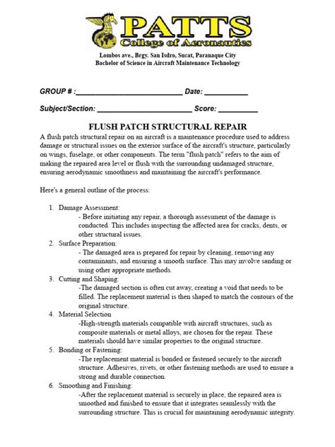 Flush Patch Repair Pdf Rivet Industrial Processes