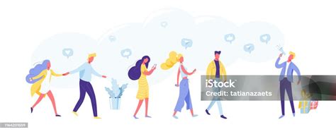 친구 마케팅 벡터 배경을 참조합니다 사업가가 메가폰에서 충성도 승진 선물에 대해 외칩니다 고객의 그룹이 옵니다 인터넷 전화 모바일 컨셉 리퍼럴 마케팅에 대한 스톡 벡터 아트