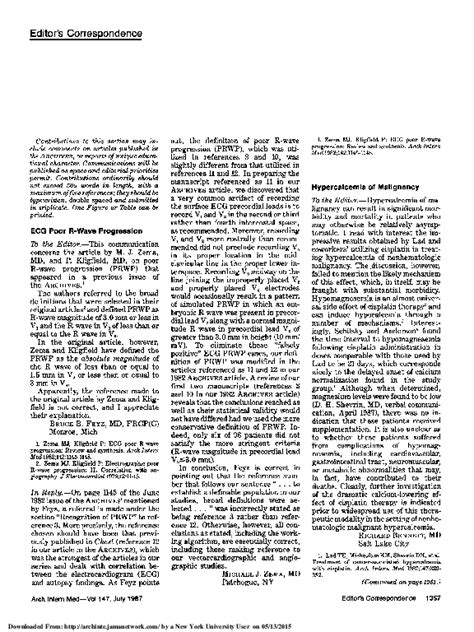 Pdf Ecg Poor R Wave Progression