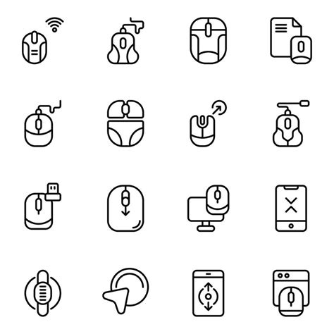 Mouse Icon Set Includes Mouse Arrow Cable Mouse Click Computer