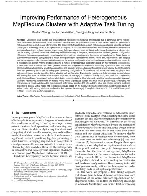Improving Performance Of Heter Mapred Cluster 2016 Pdf Apache