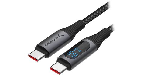 Sabrent USB C Cable With Smart Display 3 3 Black CB C2C1 B H