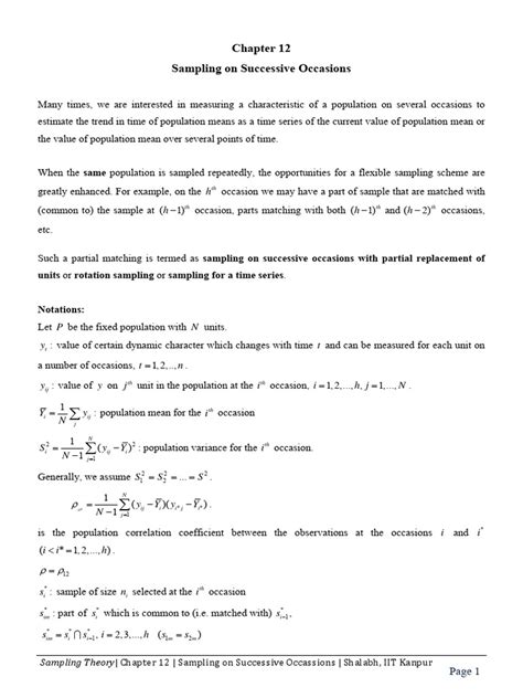 chapter12 sampling successive occasions pdf estimator variance