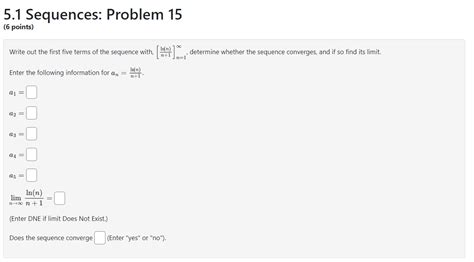 solved 5 1 sequences problem 15 6 points write out the