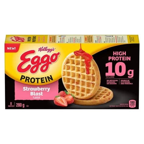 Kelloggs Eggo Protein Strawberry Blast Waffles Eggo Prtn Strw Blst Wfl 8ct 280gmx12 Walmart Ca