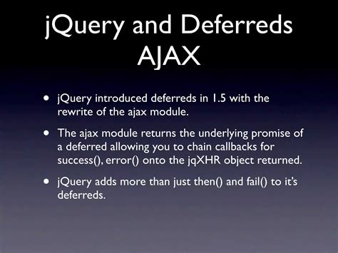 Promises In Javascript With Jquery Ppt