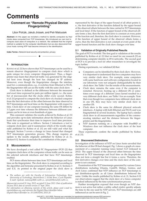 Pdf Comment On Remote Physical Device Fingerprinting”