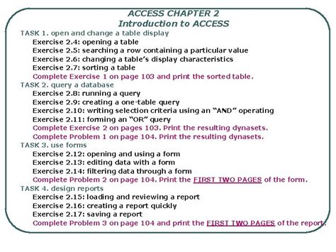 Access Chapter 2 Introduction To Access Learning Objectives