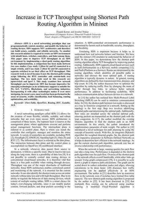 pdf increase in tcp throughput using shortest path routing algorithm