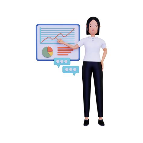 3d Data Representation By Female Employee Illustration 10872663 Png