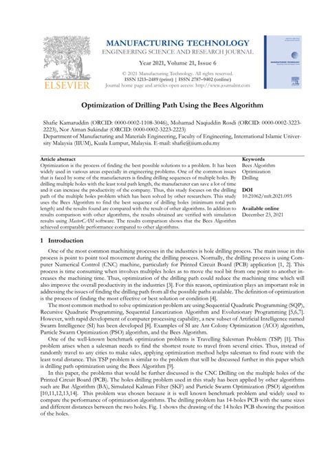 Pdf Optimization Of Drilling Path Using The Bees Algorithm