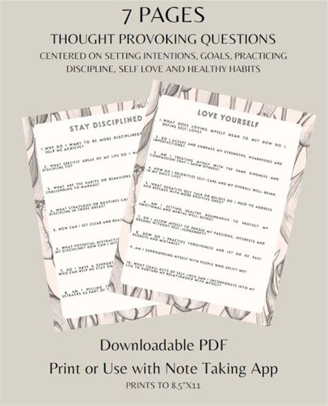 Self Reflection Workbook Printable Pdf Digital Download Goal Setting Intentions Self Love