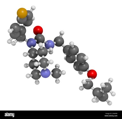 Pimavanserin Atypical Antipsychotic Drug Molecule 3d Rendering Atoms Are Represented As