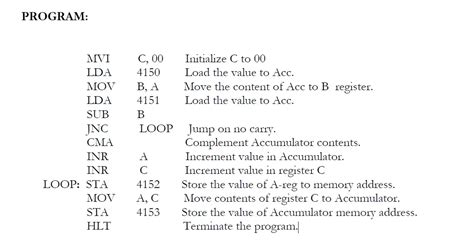 subtraction of two 8 bit numbers using 8085 microprocessor