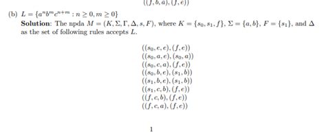 Solved B L Anbmcnmn≥0m≥0 Solution The Npda