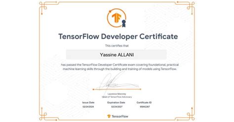 Yassine Allani On Linkedin Tensorflow Developer Certificate • Yassine Allani • Tensorflow