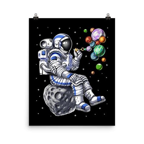Space Astronaut Poster Planets Art Print Cosmic Poster Solar System