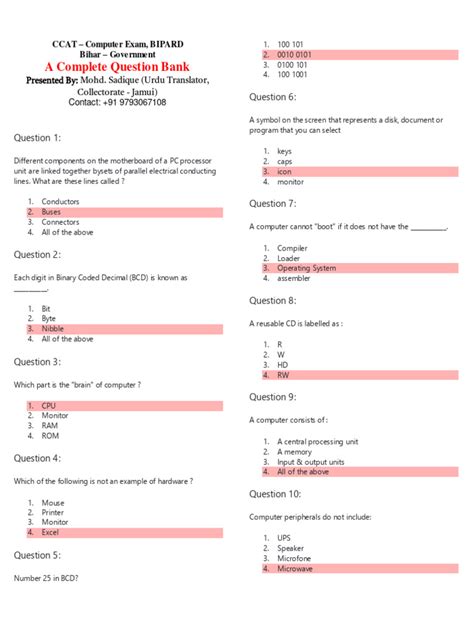 Computer Exam Ccta Pdf Computers Technology And Engineering