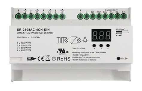Channel AC Triac DMX Dimmer SR AC CH DIN
