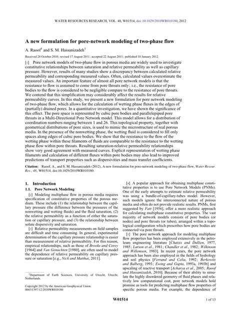 Pdf A New Formulation For Pore Network Modeling Of Two Phase Flow