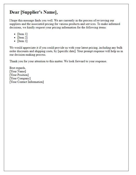 Letter Template For Requesting Vendor Quotes Free Samples In PDF Letterin